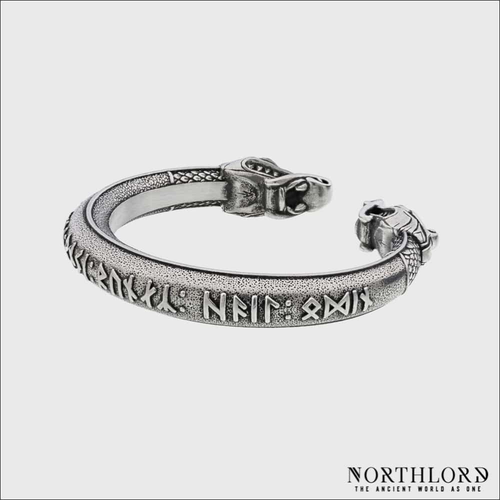 Dragon Arm Ring With Hail Odin Runes - Northlord-PK