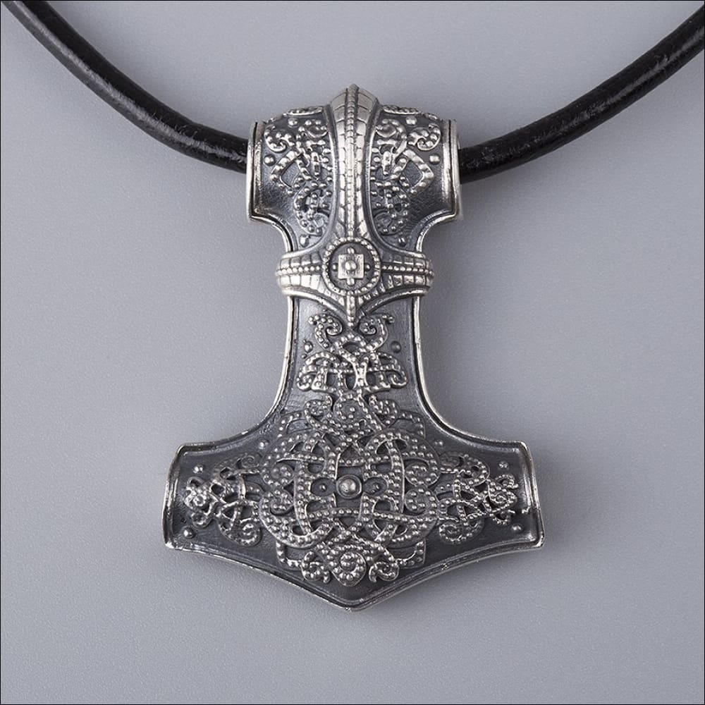 Ringerike Thor's Hammer Pendant With Ravens Sterling Silver Northlord