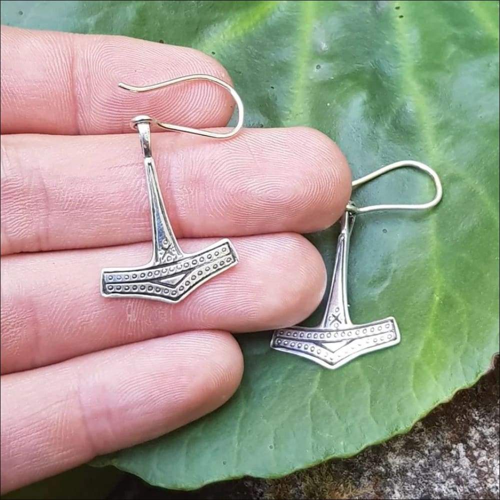 Thor's Hammer Earrings Sterling Silver - Northlord
